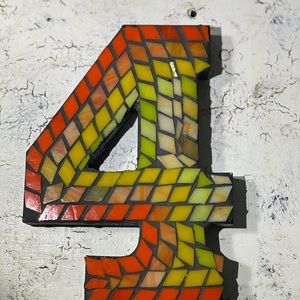 handcrafted | Wall Decor | Stained Glass Mosaic House Number 4 ...